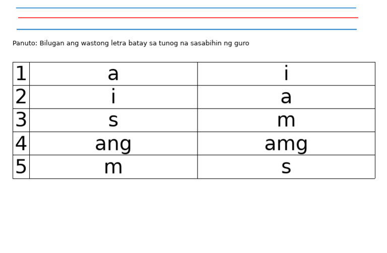 Worksheet Letrang A M S Ang | PDF
