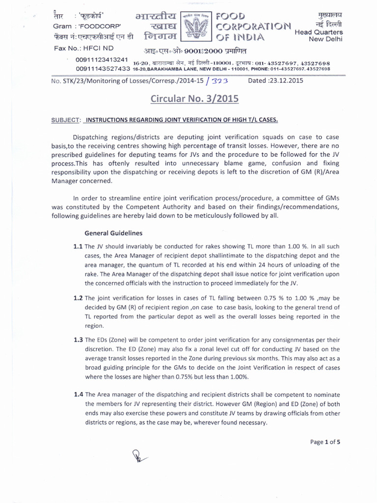 Joint Verification Circular 2015, JV Circular 2015 | PDF | Justice ...