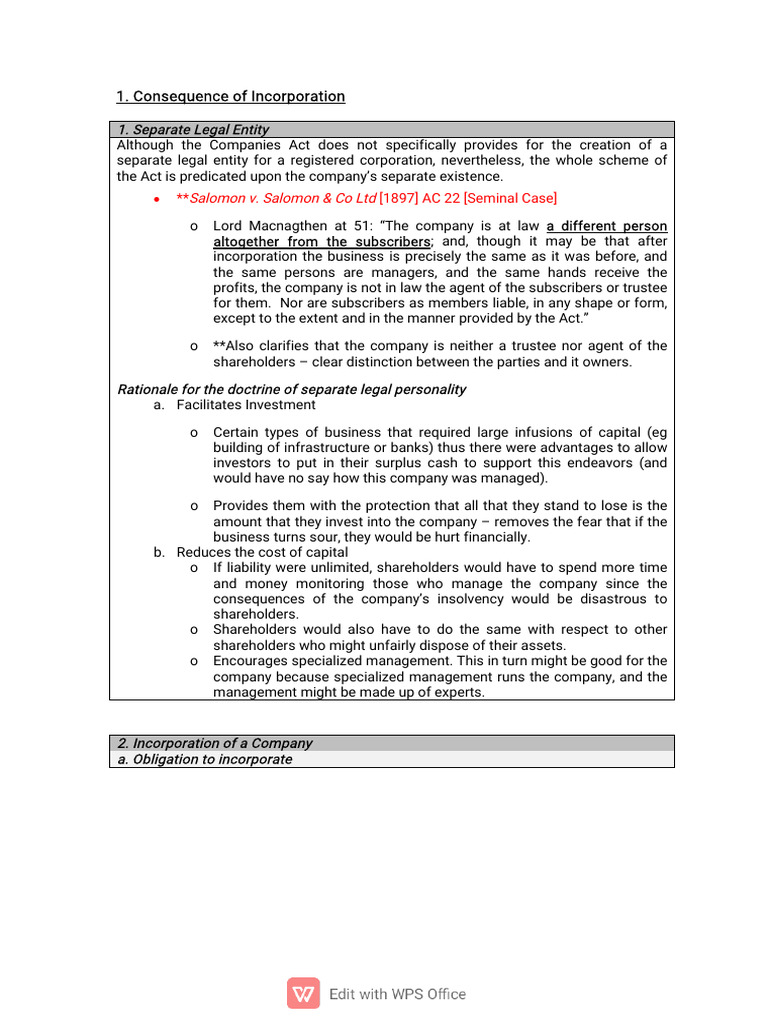 Company Law Notes | PDF