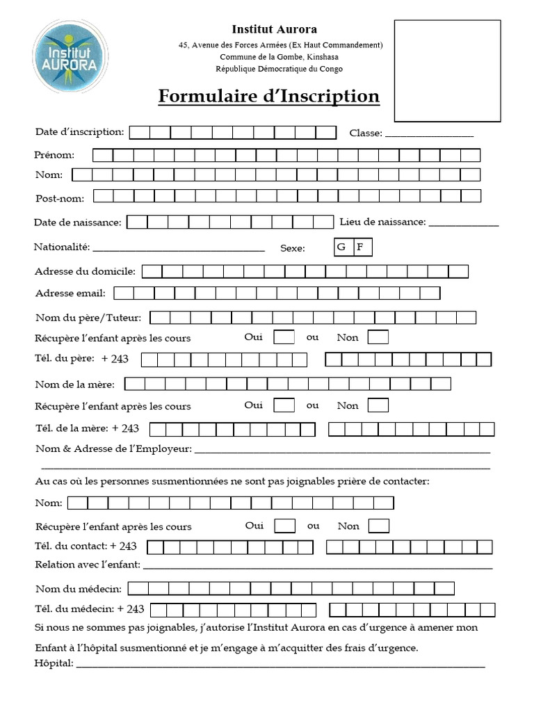Formulaire D'inscription | PDF