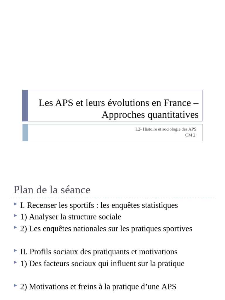 Les APS Et Leurs Évolutions en France - Approches Quantitatives | PDF