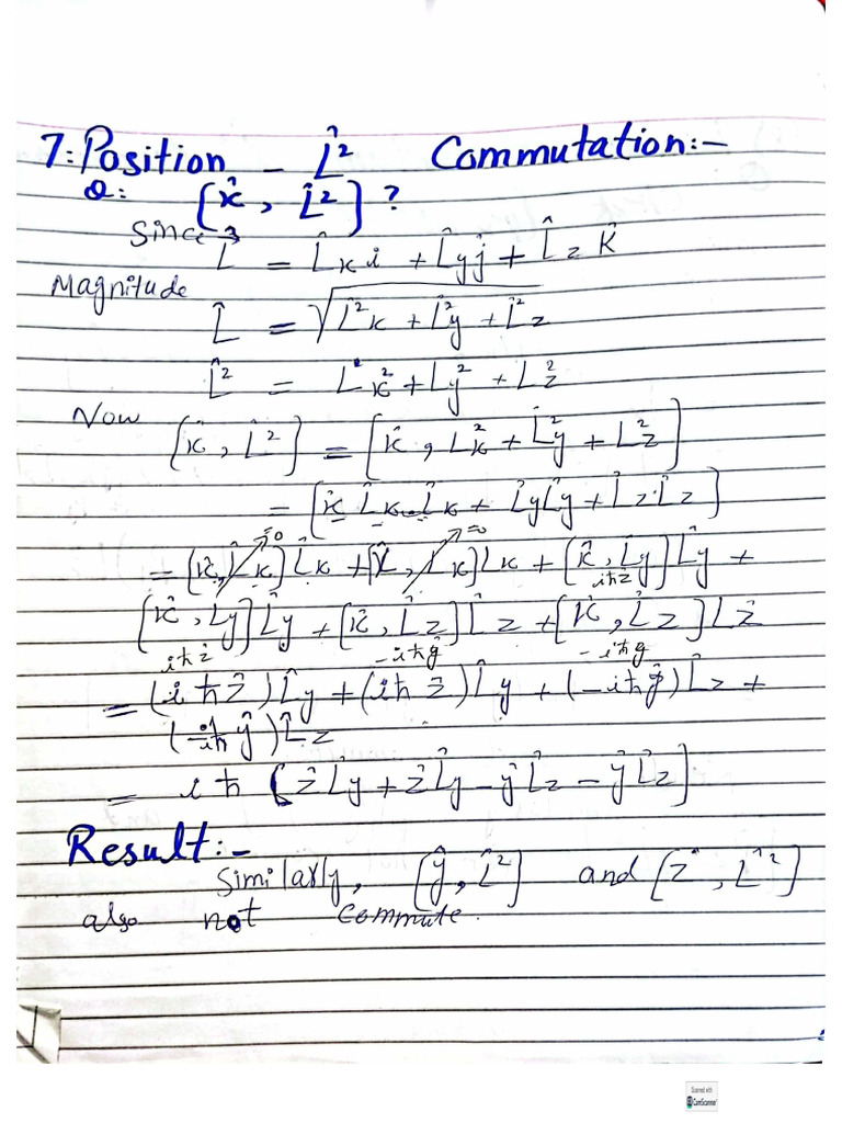 Position and Linear Momentum Commutation | PDF