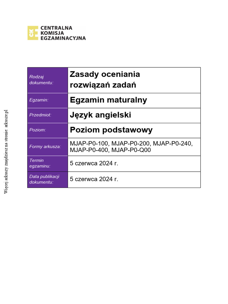 Jezyk Angielski 2024 Czerwiec Matura Podstawowa Odpowiedzi | PDF