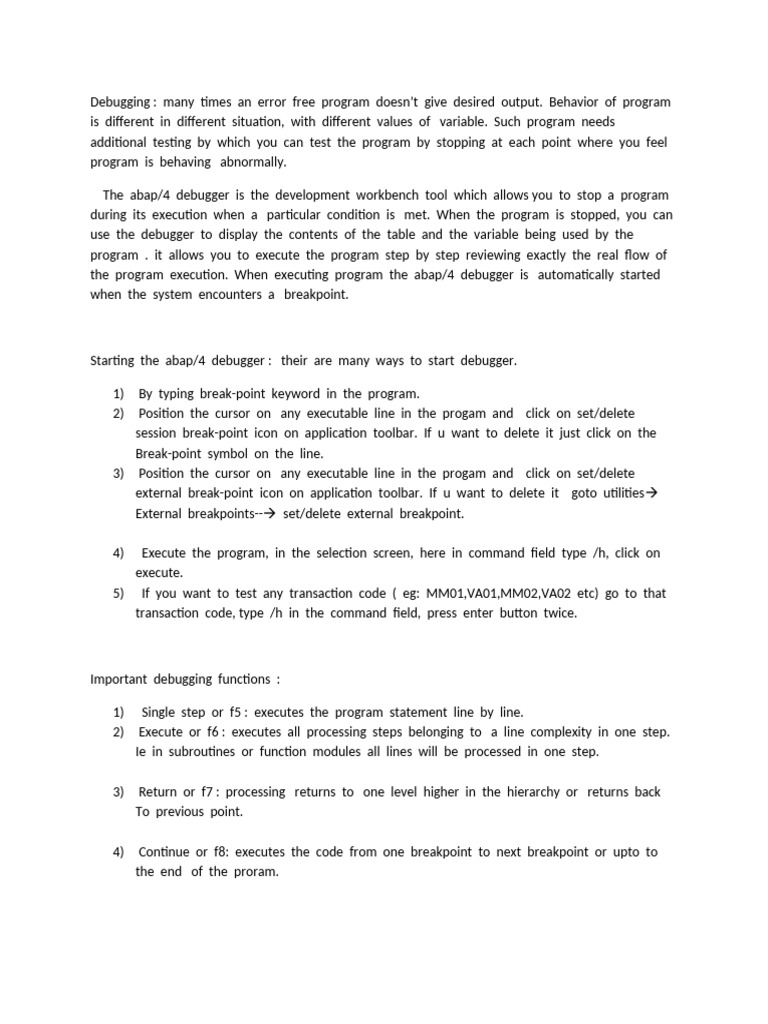 ABAP debugging | PDF