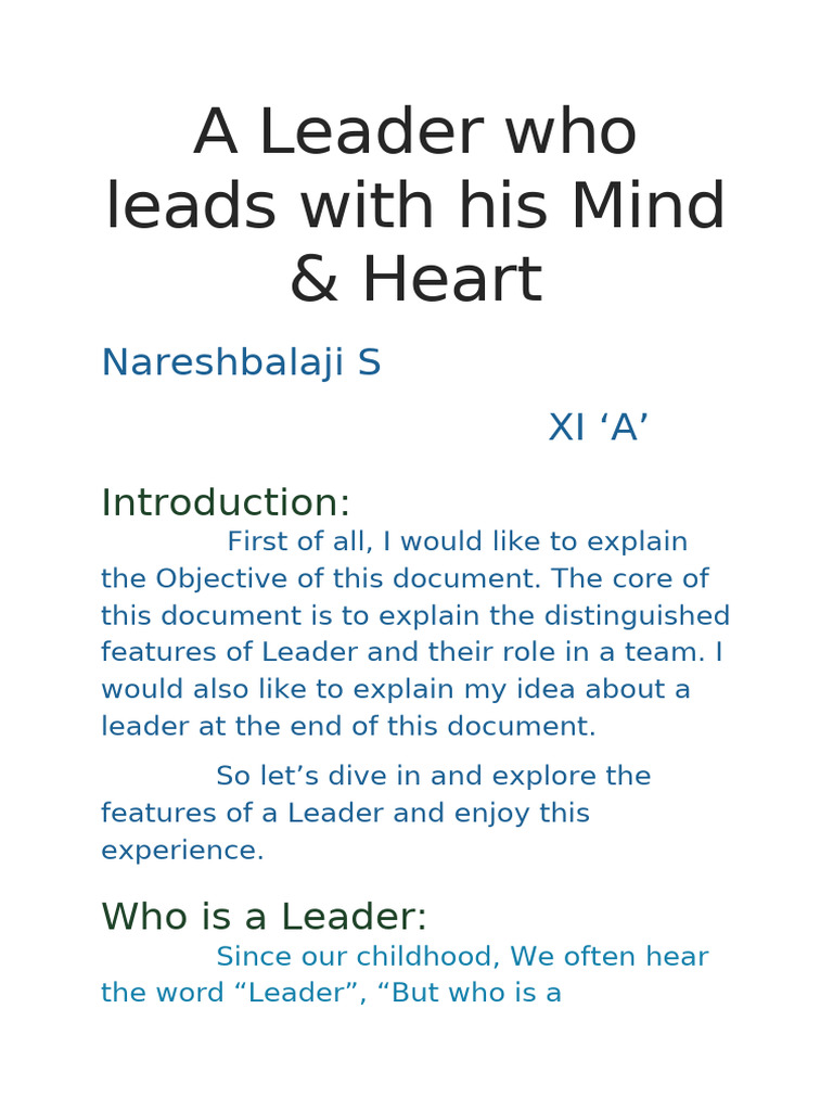 A Leader Who Leads With His Mind | PDF | Mind | Leadership