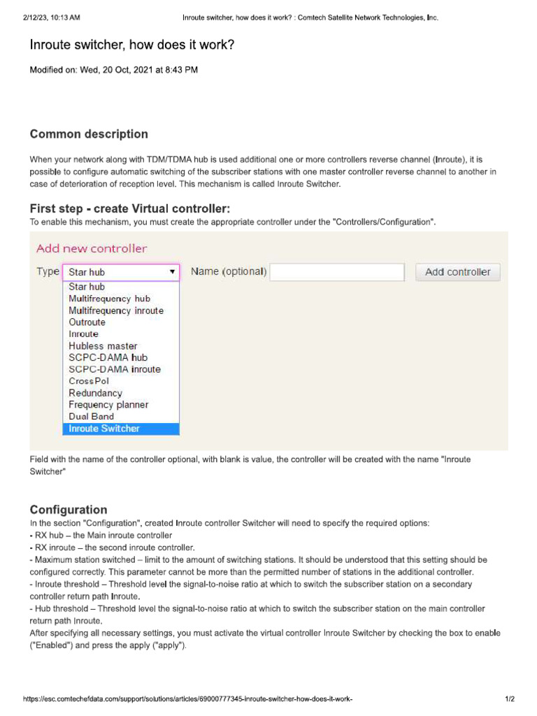 Inroute Switcher, How Does It Work | PDF