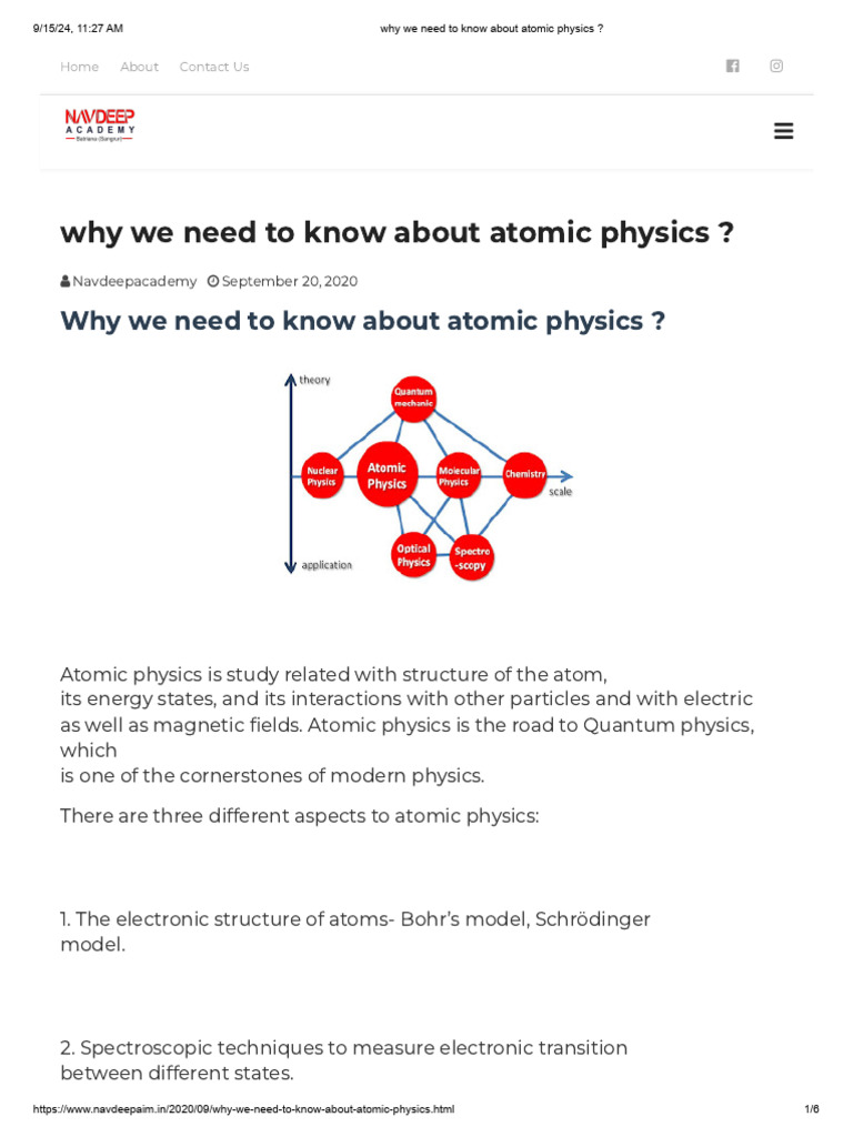 Why We Need To Know About Atomic Physics | PDF
