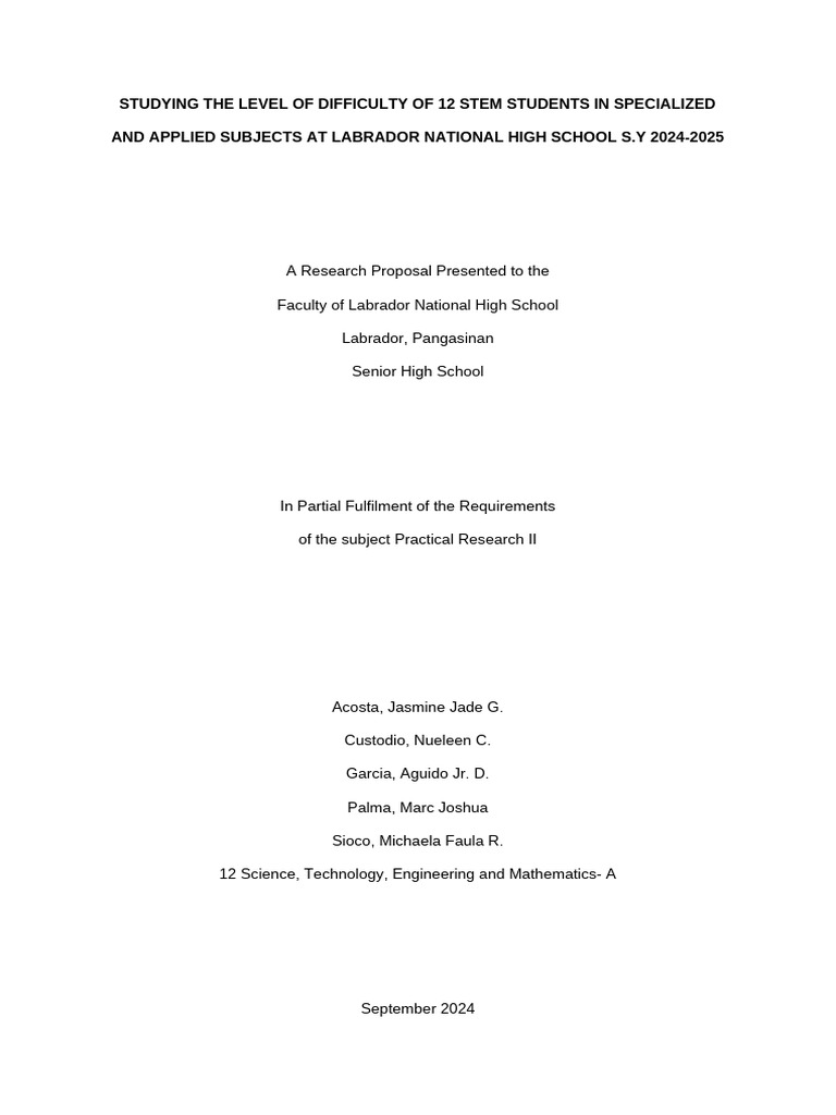 Research Proposal Title Page | PDF