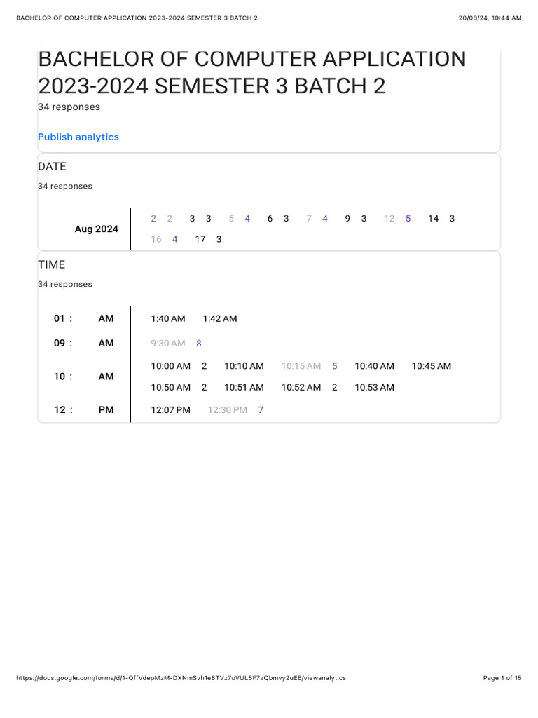 Bachelor of Computer Application 2023-2024 SEMESTER 3 BATCH 2 | PDF