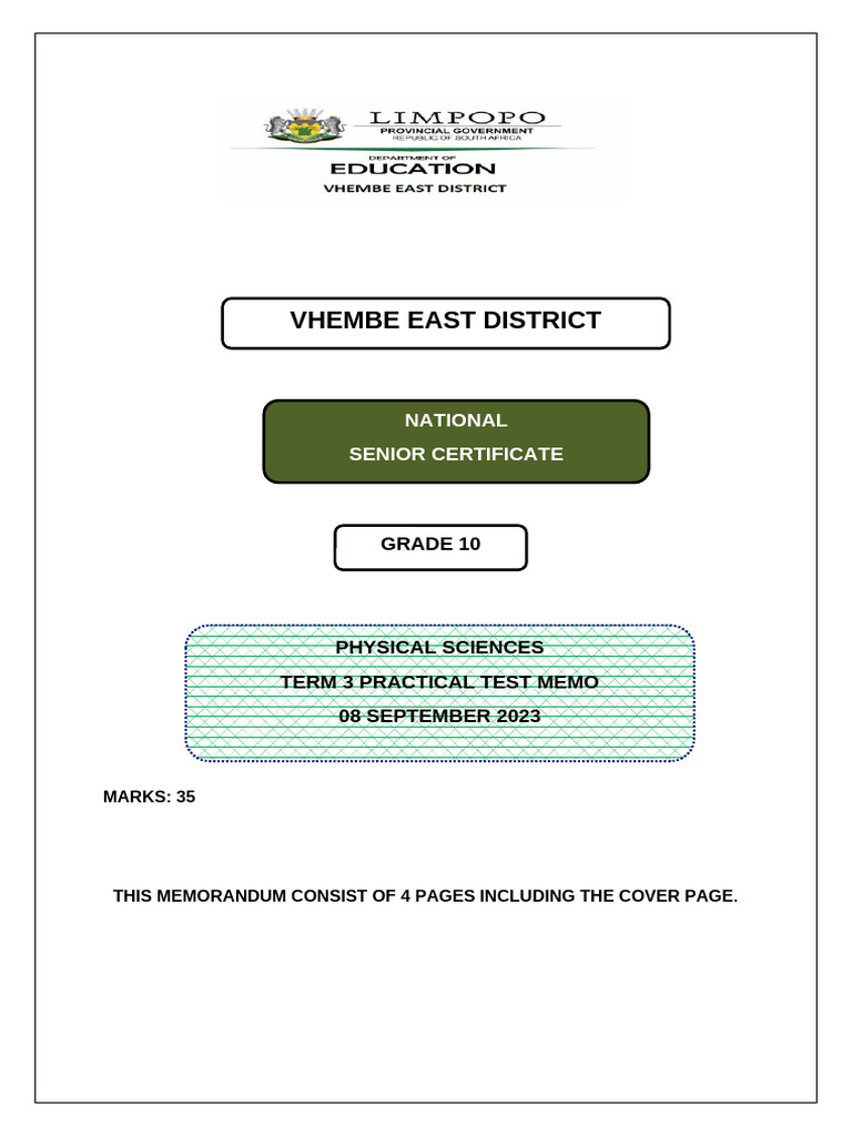 Grade 10 Term 3 Physics Practical Memo Pdf Metrology Physical