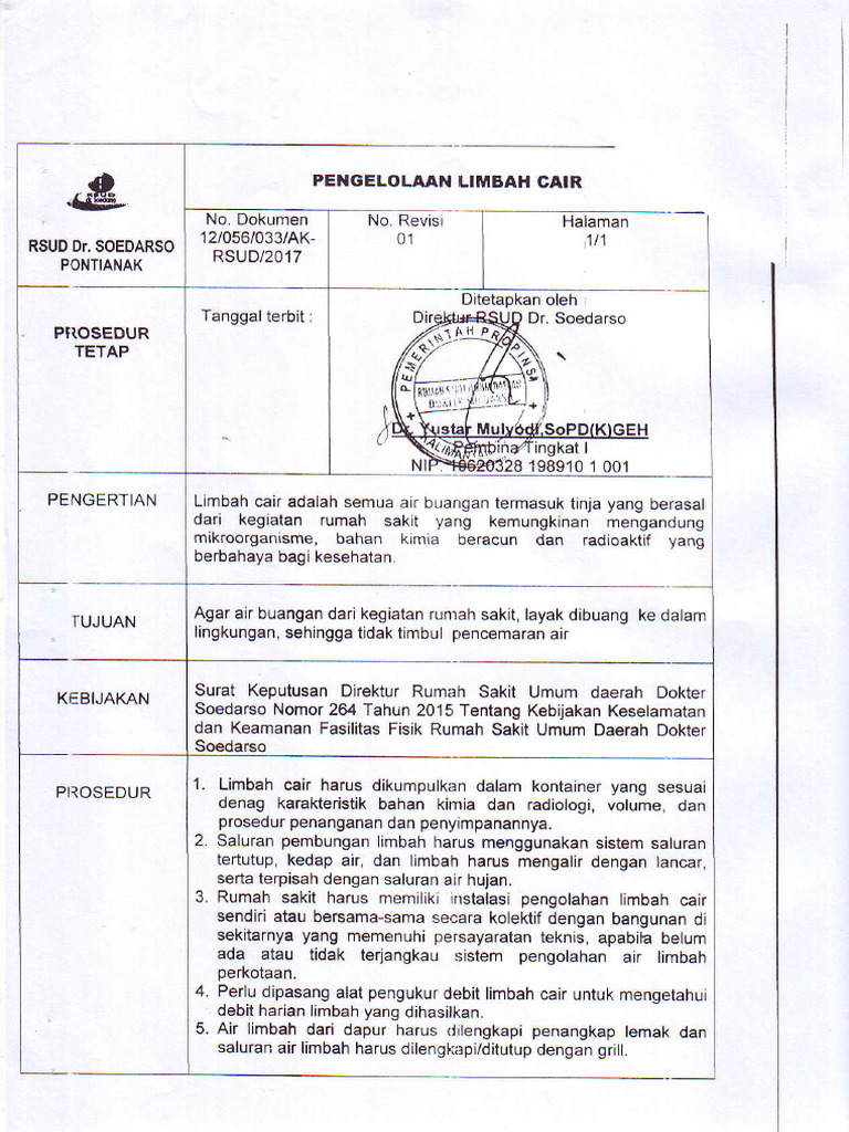 Sop 15. Pengelolaan Limbah Cair | PDF