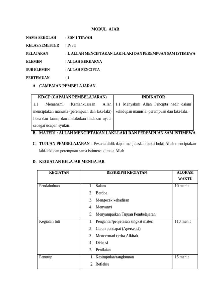 Modul Ajar Sem 1 | PDF