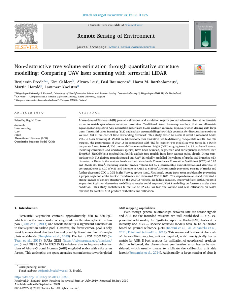 Non-Destructive Tree Volume Estimation Through Quantitative Structure ...