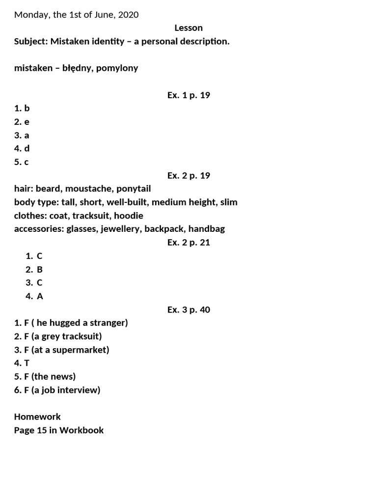 Unit 2 L1 Mistaken Identity | PDF