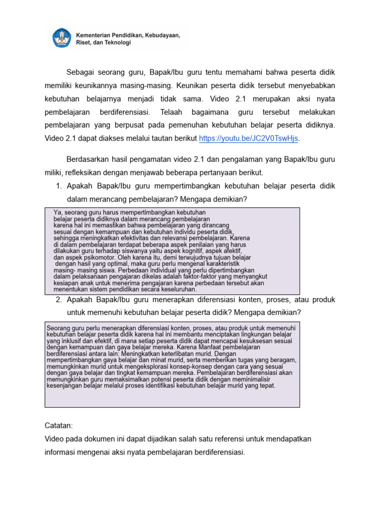 Diferensiasi Topik 2 Teks 1 | PDF