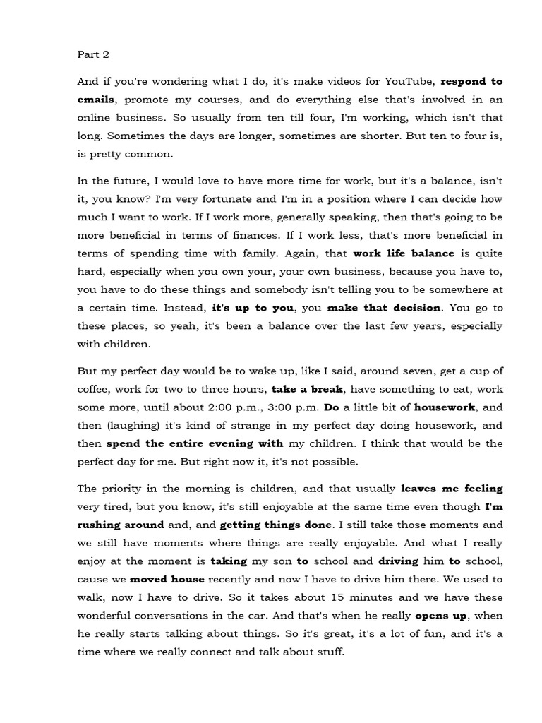 Script - Daily Routine Part 2 | PDF