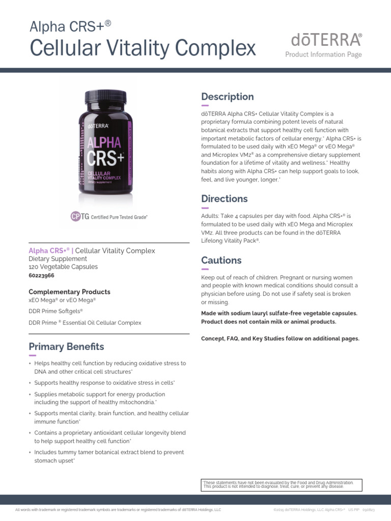 Doterra Alpha Crs Plus | PDF | Antioxidant | Wellness