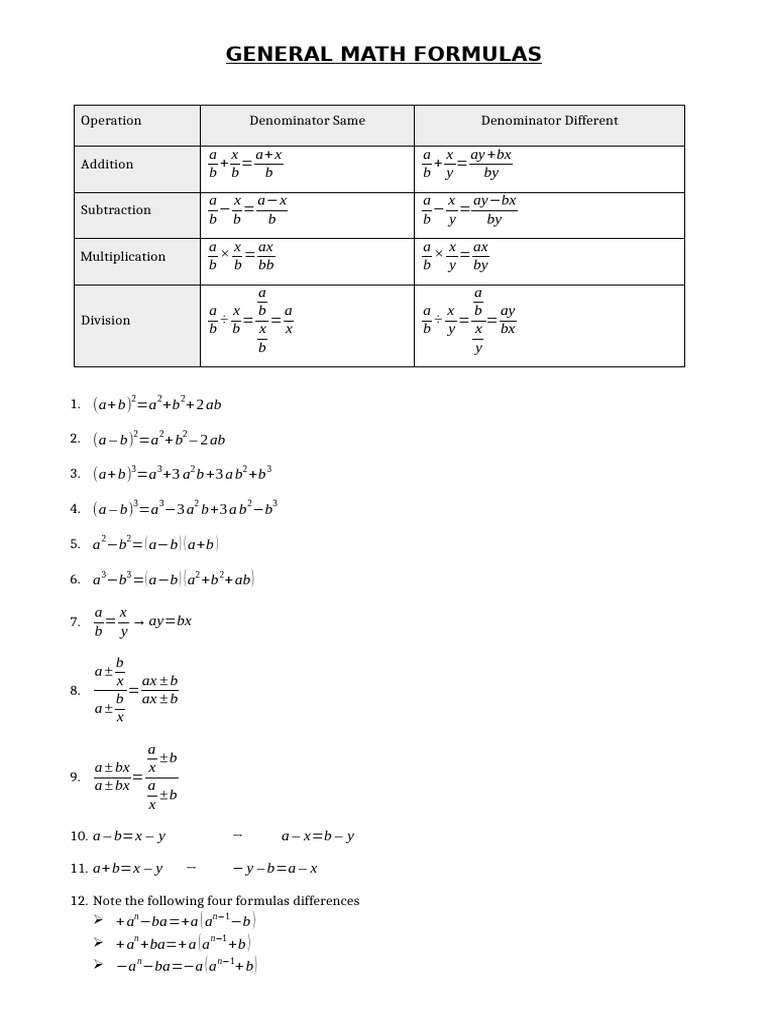 General_Math_Formulas | PDF