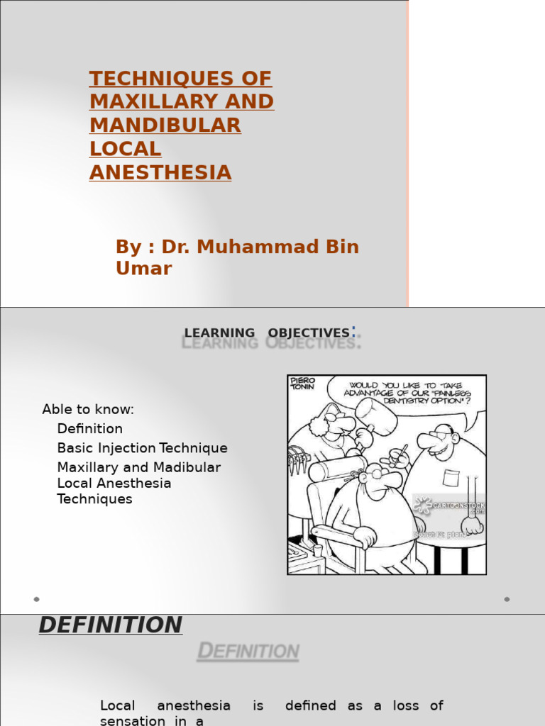 Techniques of Maxillary and Mandibular Local Anesthesia | PDF