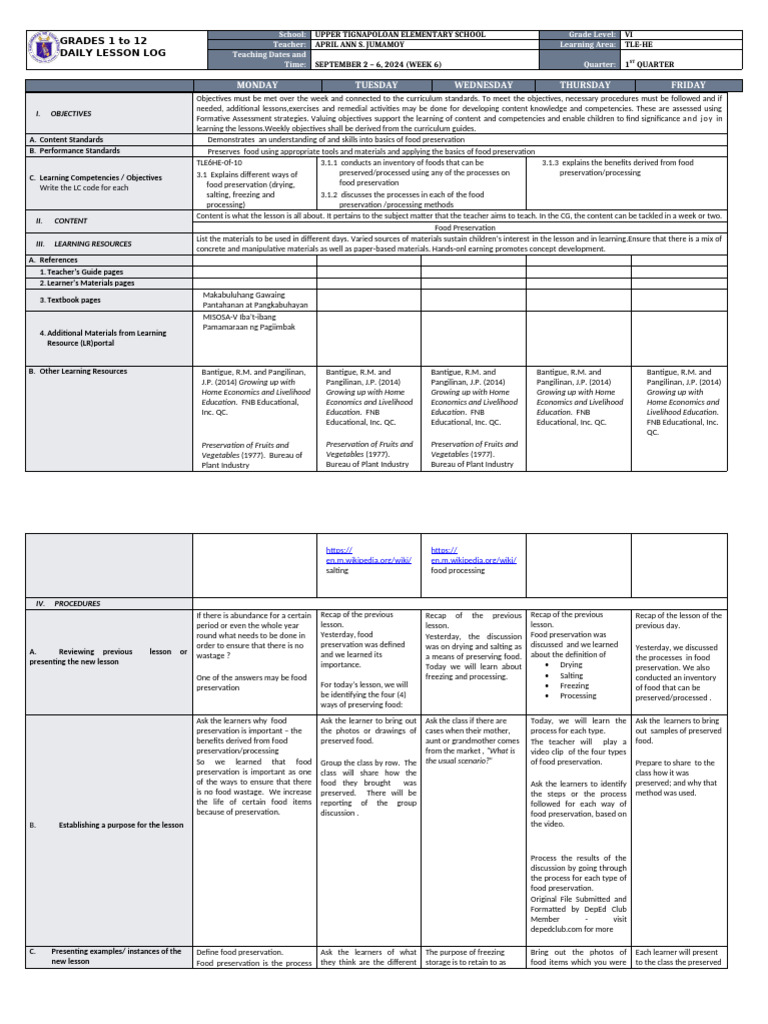 DLL_TLE-HE 6_Q1_W6 | PDF DLL_TLE-HE 6_Q1_W6 | PDF