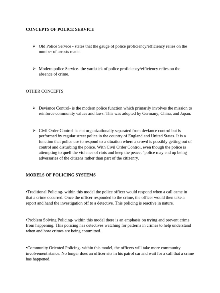 Concepts of Police Service | PDF