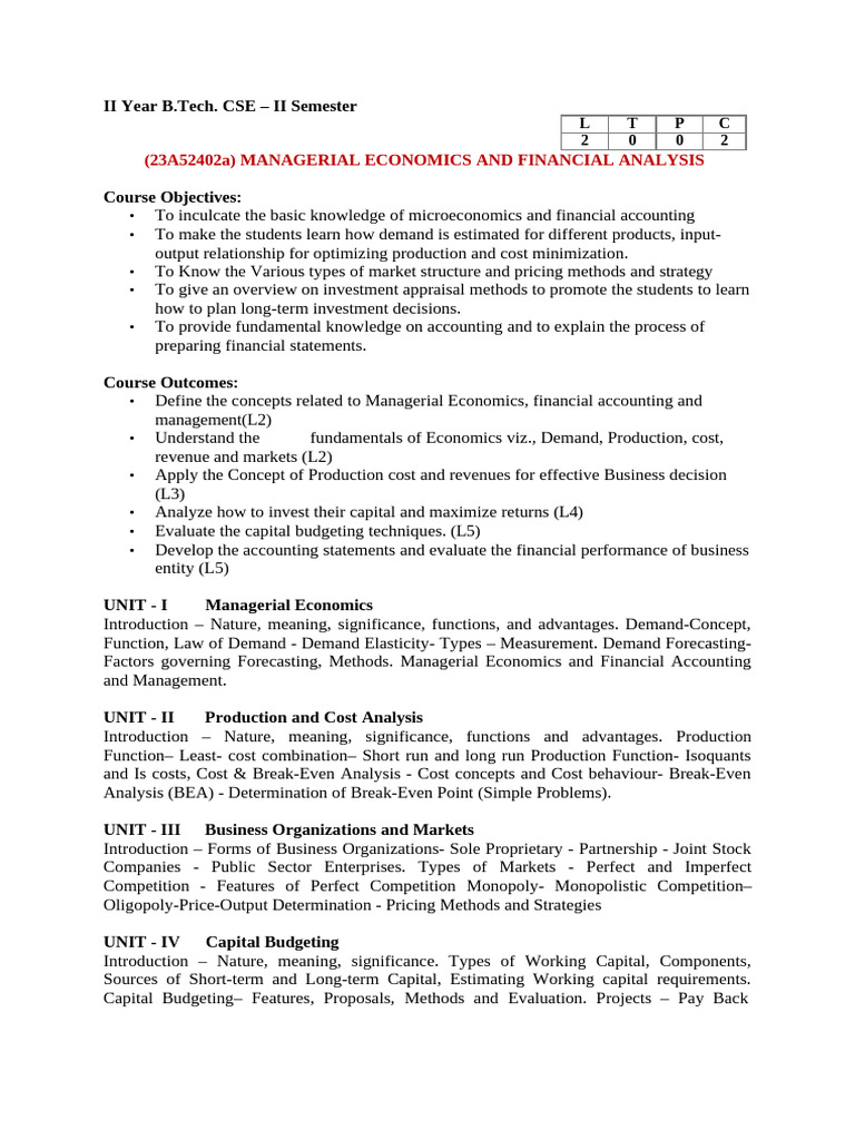 III Sem Management JNTUA Syllabus | PDF III Sem Management JNTUA Syllabus | PDF