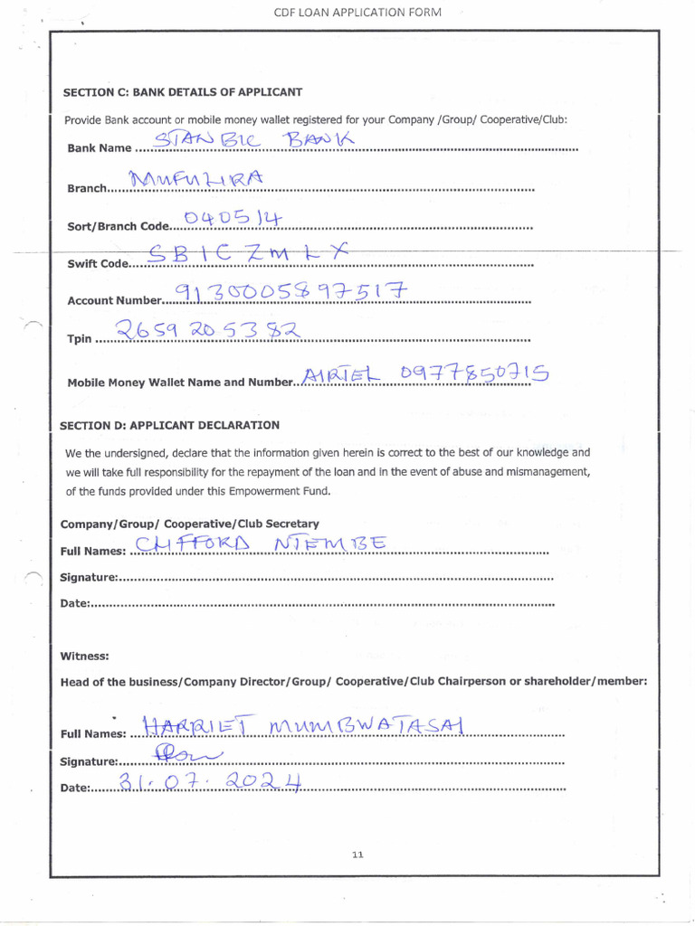 CDF Loan Application Form Sign Document | PDF