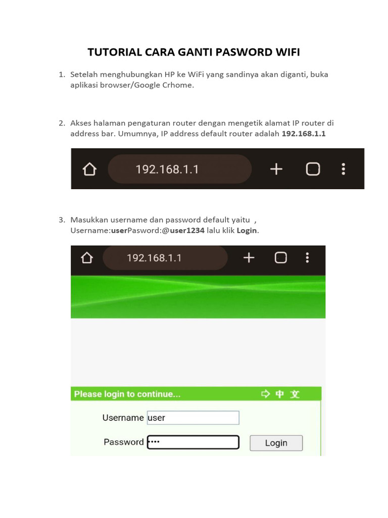 TUTORIAL CARA GANTI PASWORD WIFI Modem F663 | PDF | Komputer