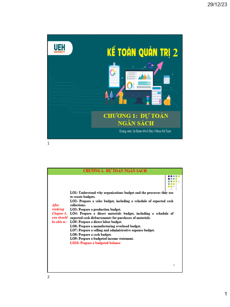 UEH KTQT 2 Chương 1 - D Toán Ngân Sách - Xem | PDF