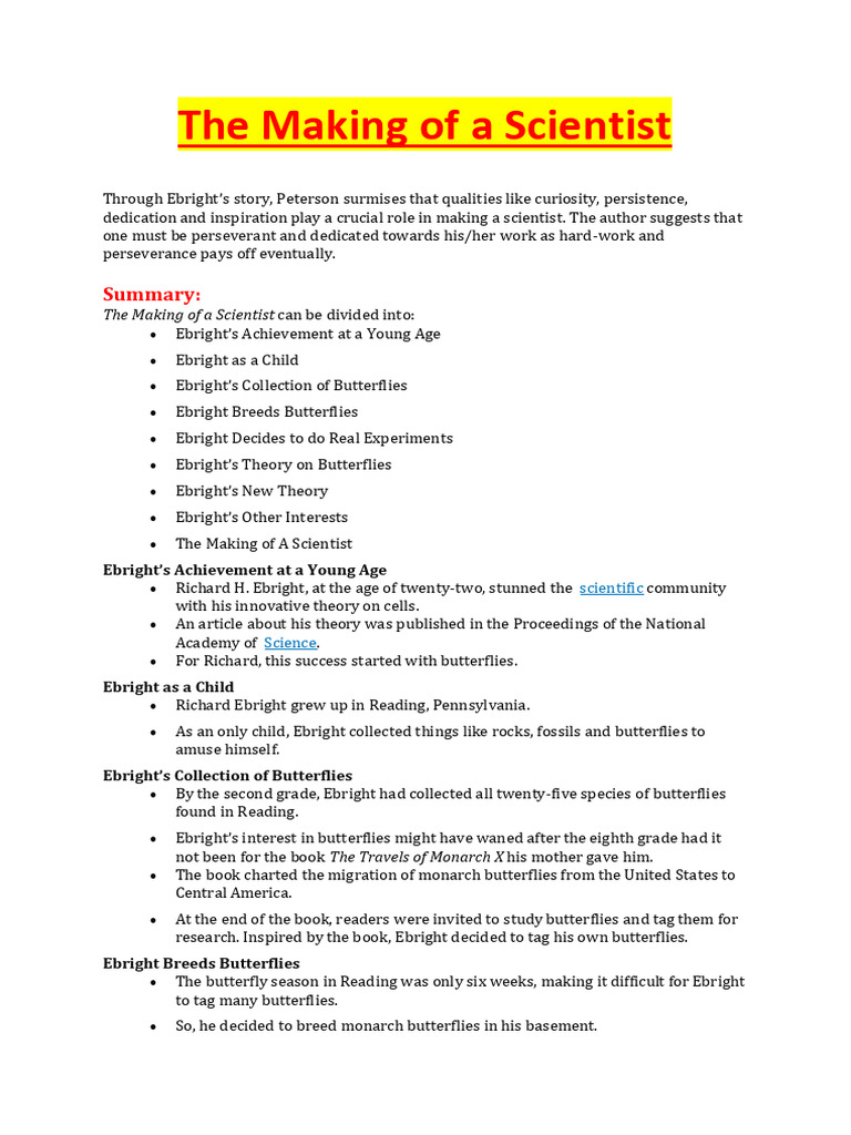 The Making of a Scientist | PDF