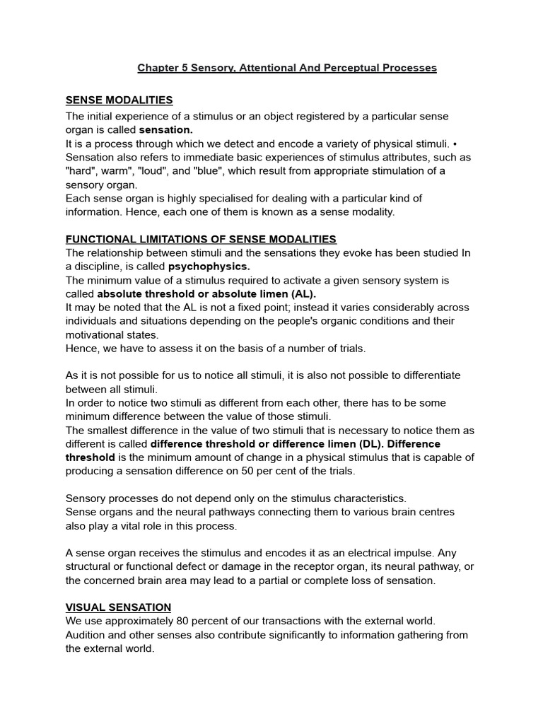 Chapter 5 Sensory, Attentional and Perceptual Processes | PDF