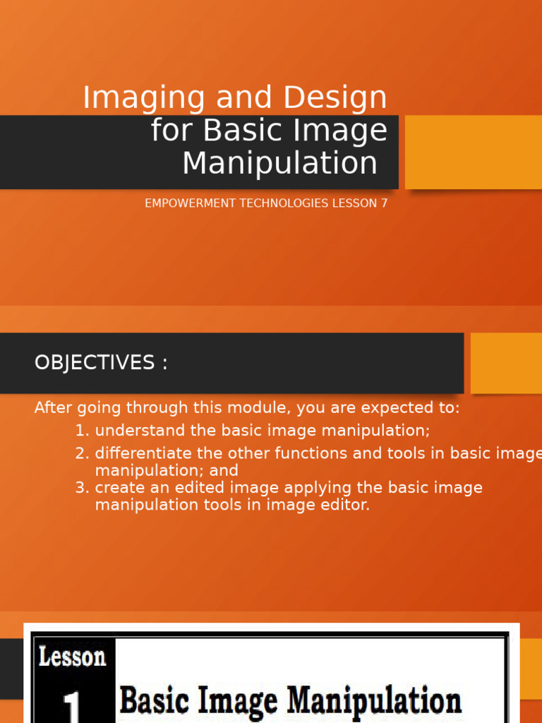 Lesson 7-Imaging and Design For Basic Image Manipulation | PDF