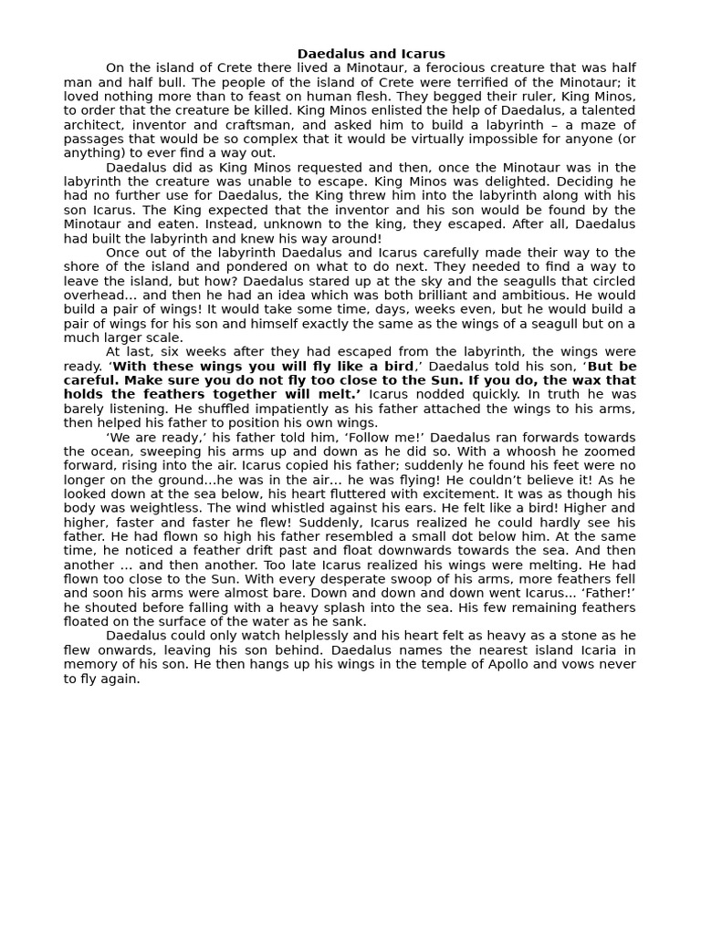 Daedalus and Icarus | PDF