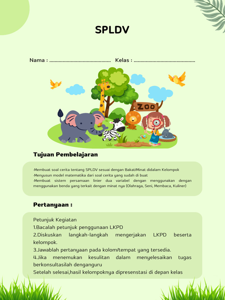 LKPD SPLDV | PDF