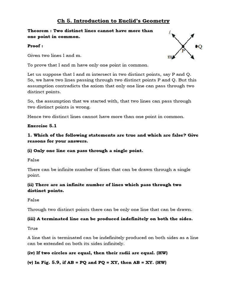CH 5 Introduction To Euclids Geometry | PDF