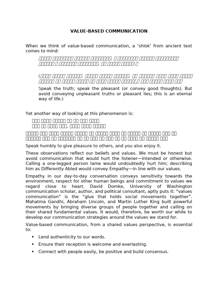 8 Value-Based Communication | PDF | Communication | Truth