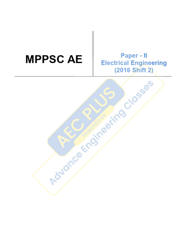 MPPSC AE Paper - II Electrical Engineering (2016 Shift 2) | PDF | Capacitor | Teaching Methods ...