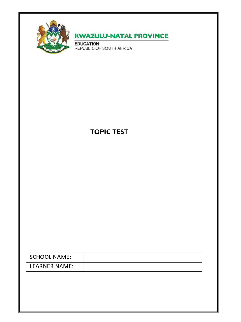 KZN Life Sciences GRADE 11 TOPIC TEST | PDF