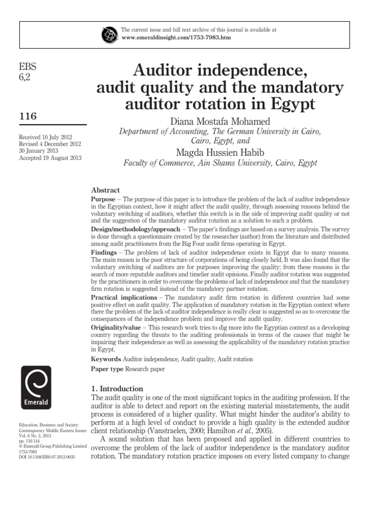 Auditor Independence Audit Qu | PDF
