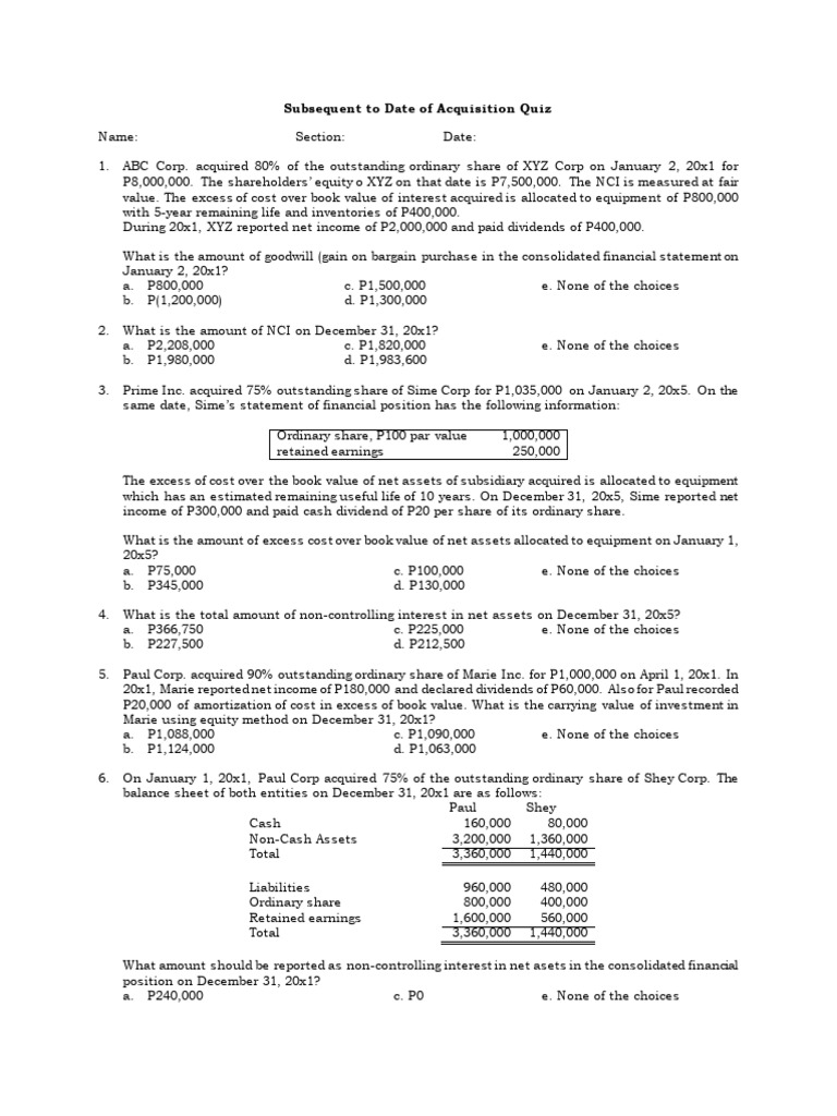 Pre-Test On ABC QUESTIONS ONLY | PDF