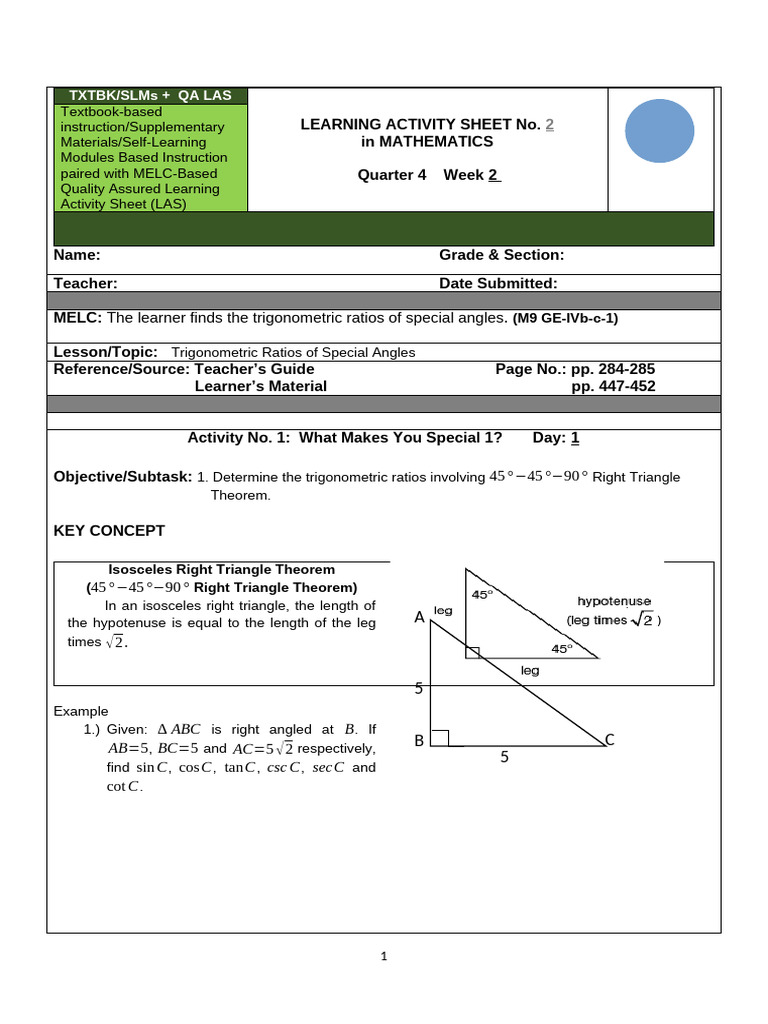 LAS WEEK 2 - Raymond C. Abelis | PDF | Triangle | Trigonometry