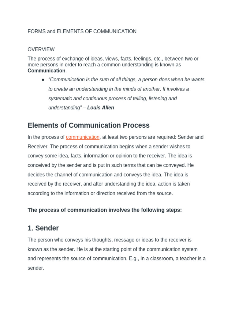 Forms and Elements of Communication | PDF