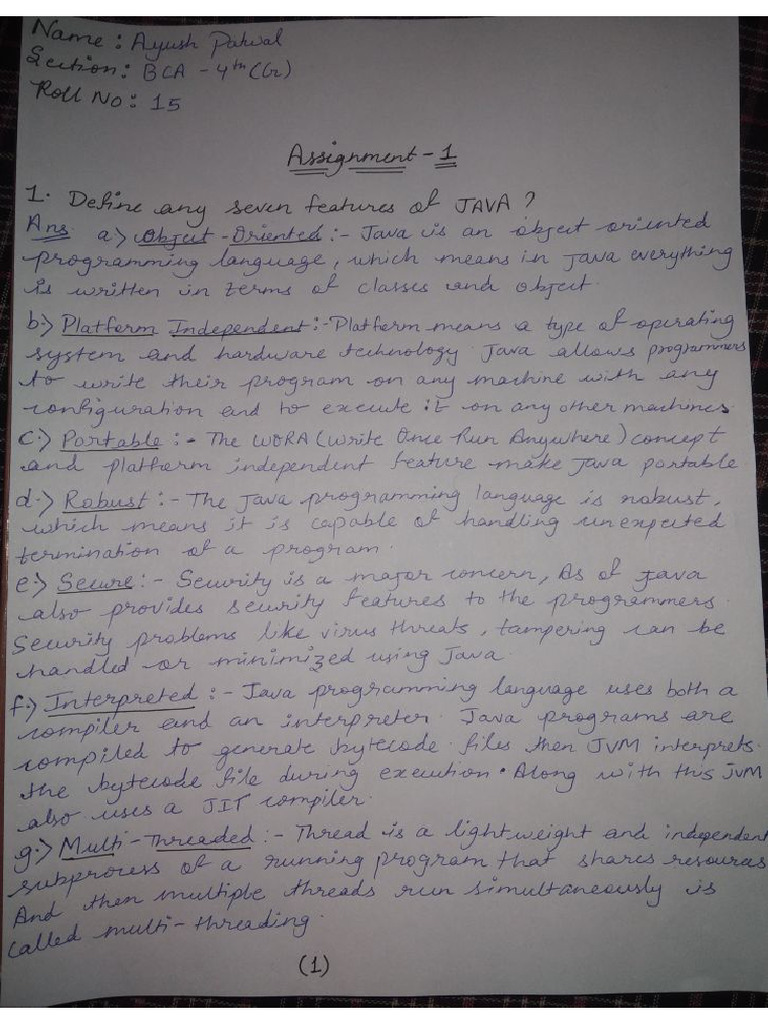 Ayush Patwal JAVA Assignment-1 | PDF