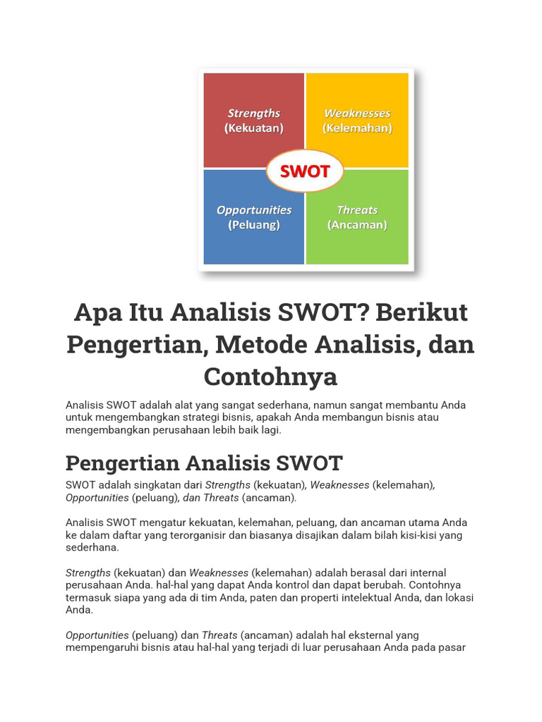Apa Itu Analisis SWOT | PDF