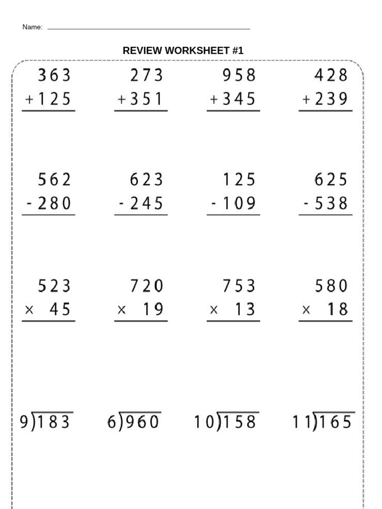Review Worksheet #1: Name | PDF