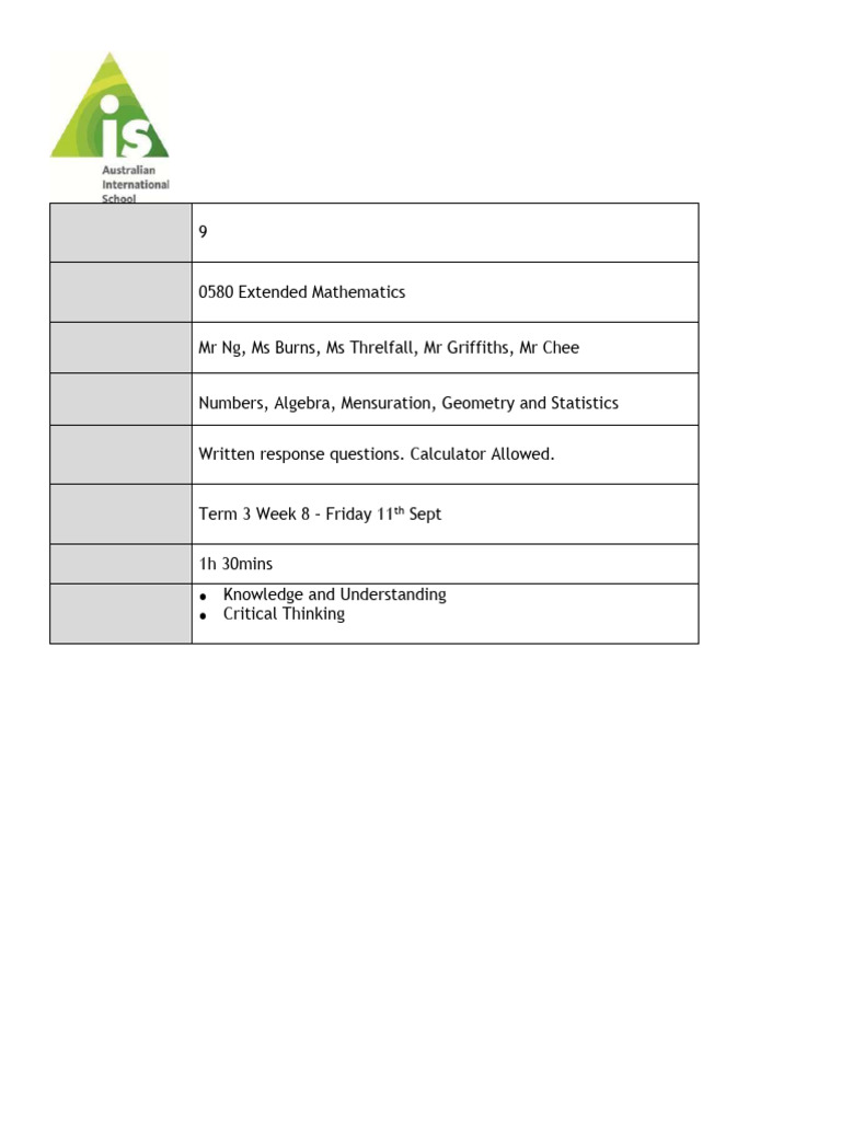 2020 Year 9 ASSESSMENT NOTIFICATION Mid-Course (Amended) | PDF