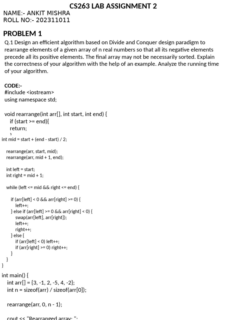 CS263 Lab Assignment 2 Work | PDF
