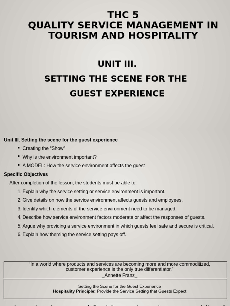Unit III. Setting The Scene | PDF