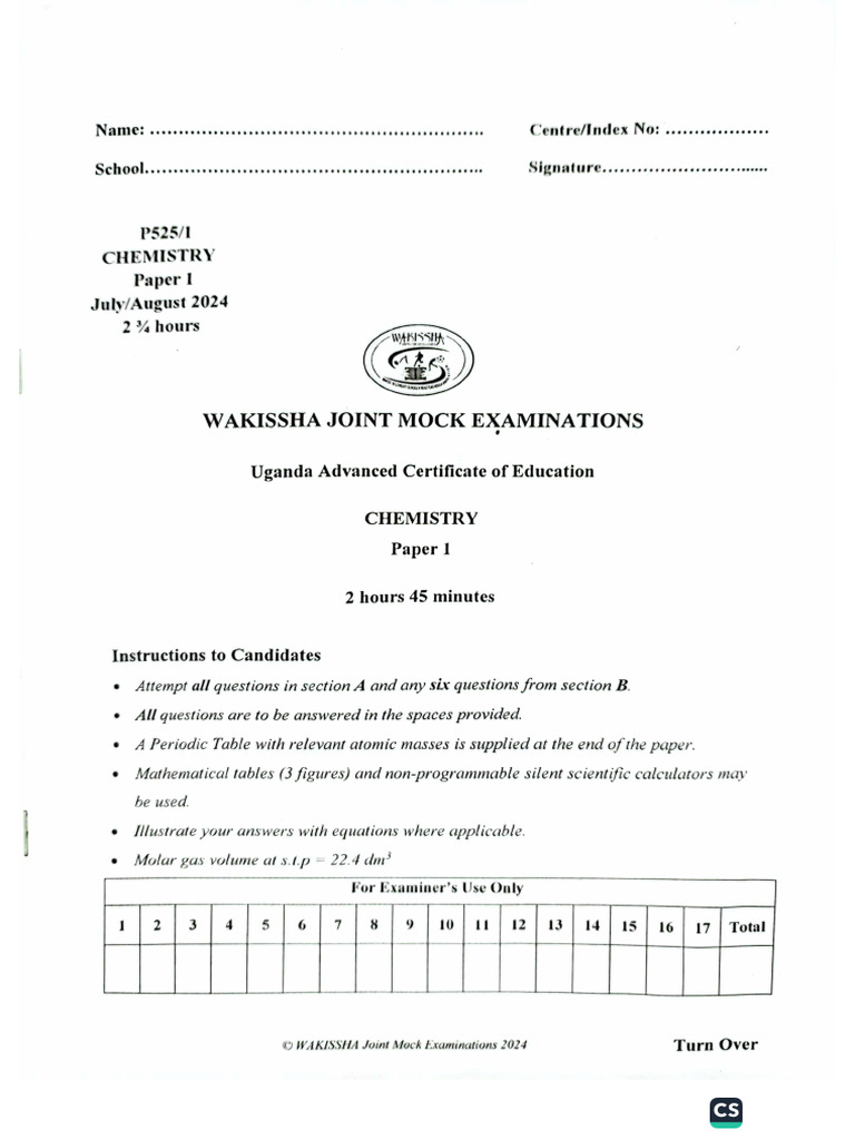 Wakissha p1 Uace 2024 | PDF