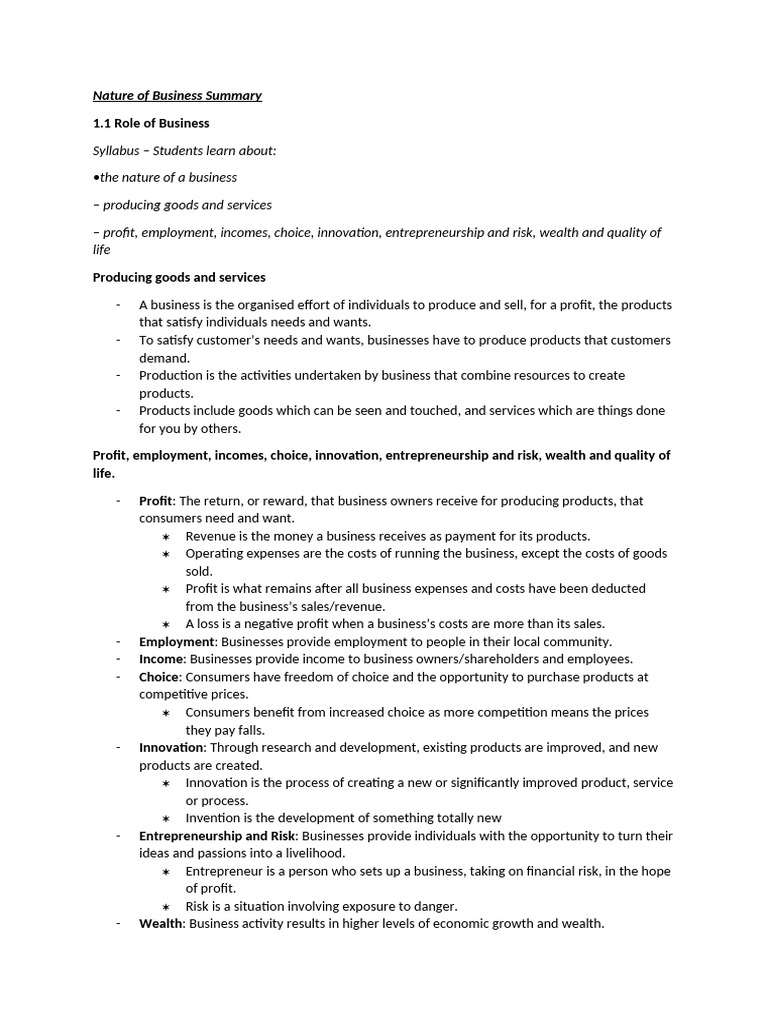 Business Nature and Structure Guide | PDF | Business Cycle | Recession